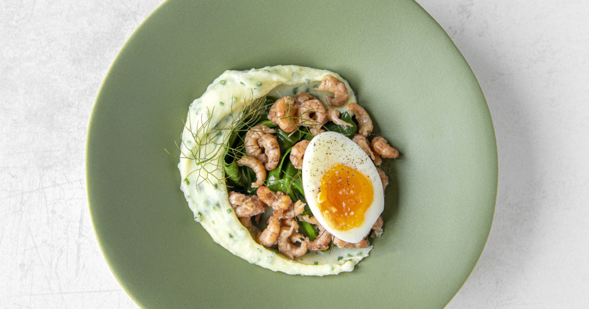 Karnemelkpuree met grijze garnaal | Kelderman